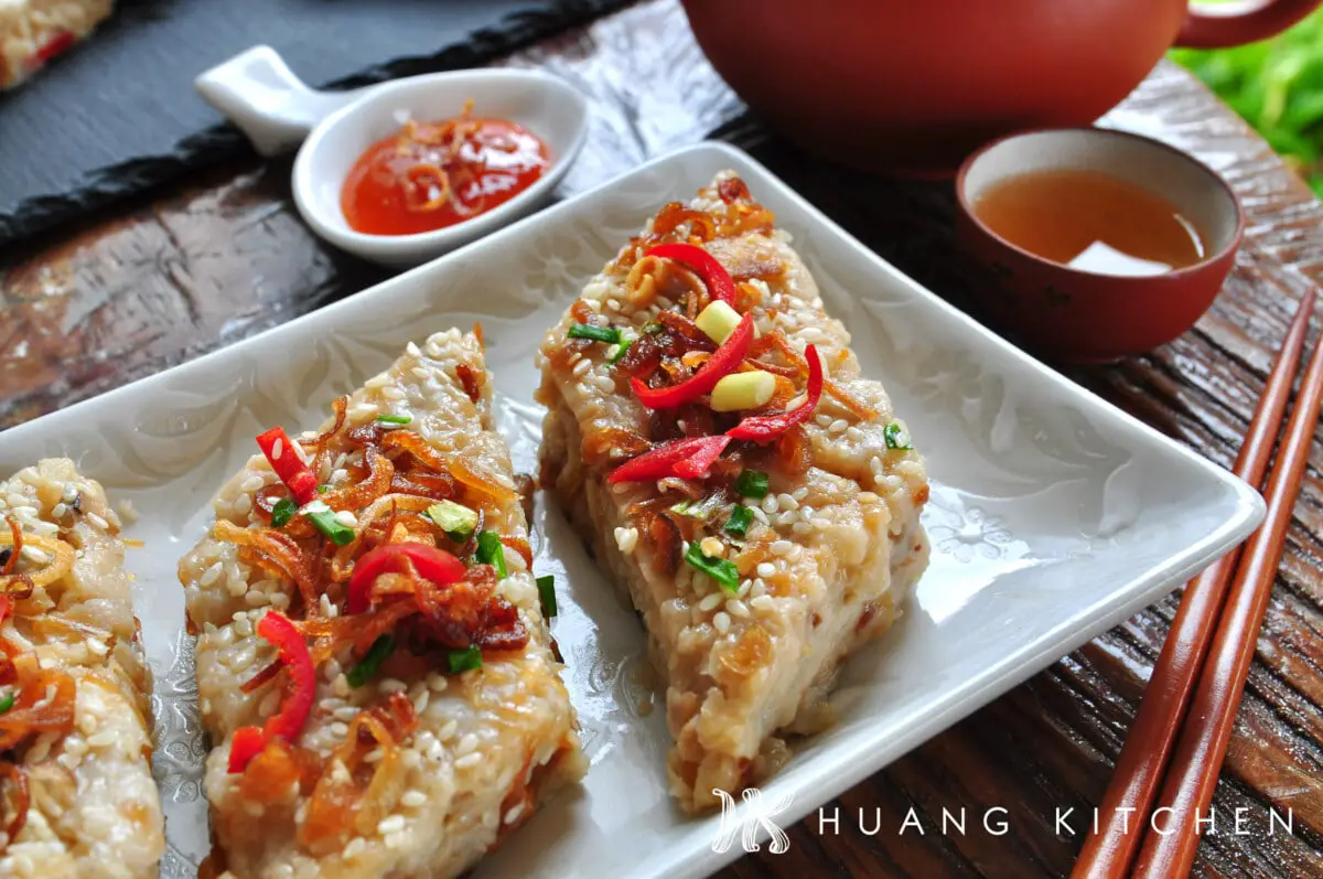 Steamed Radish Cake Recipe (Turnip Cake) 萝卜糕 | Huang Kitchen